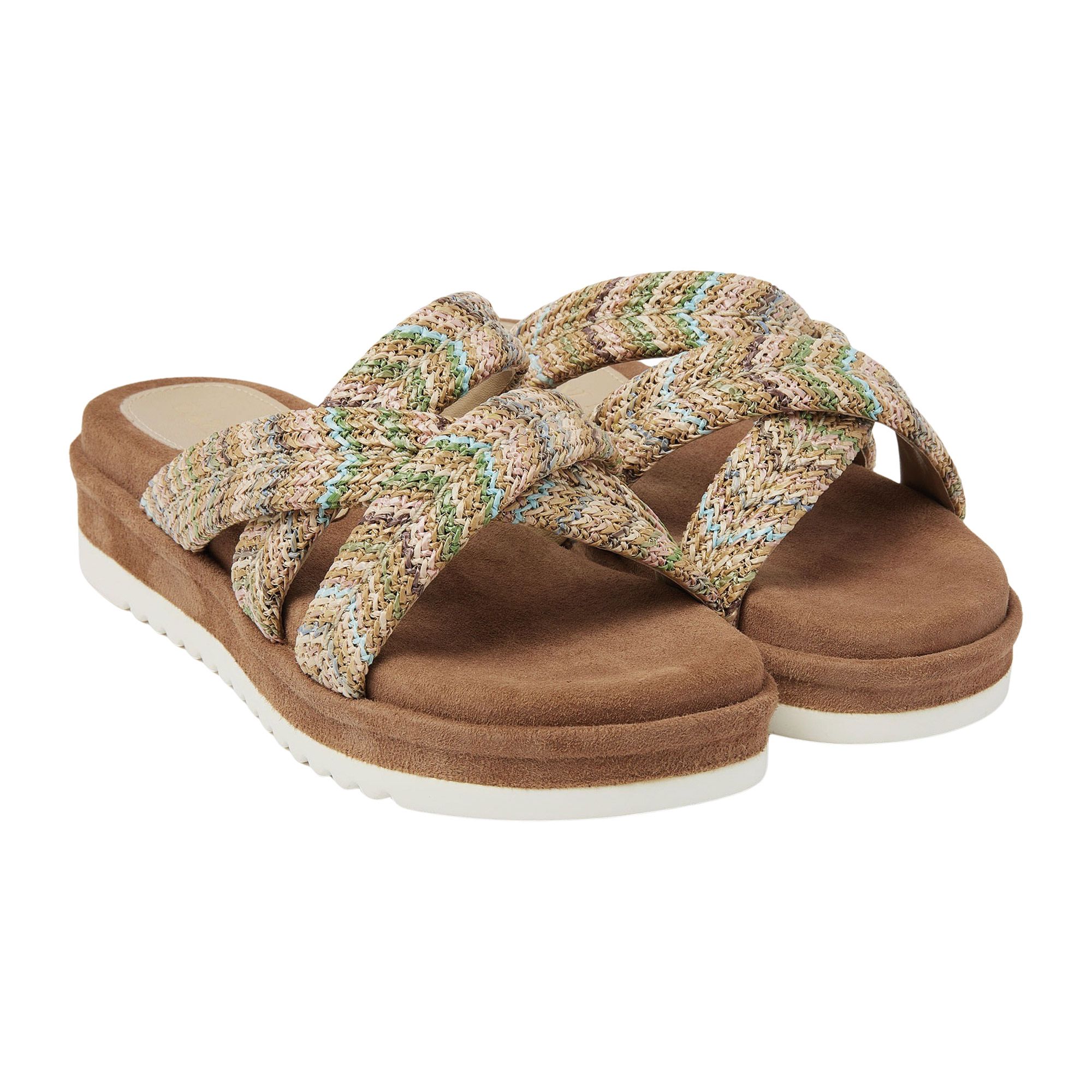 Lazamani Crossed Straps Raffia Platform Slipper Damen | Plutosport