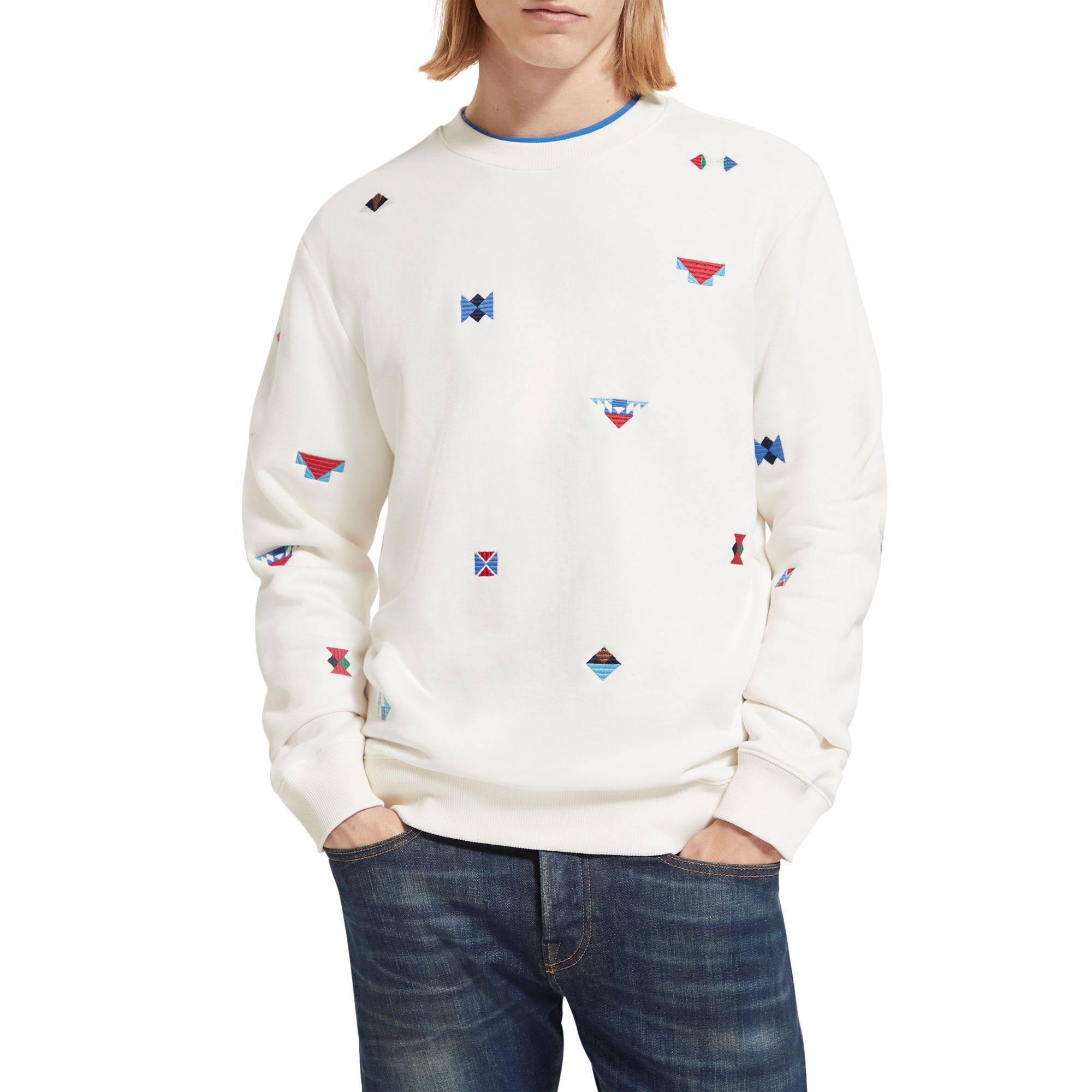 Scotch & Soda AOP Embroidery Sweater Heren | Plutosport