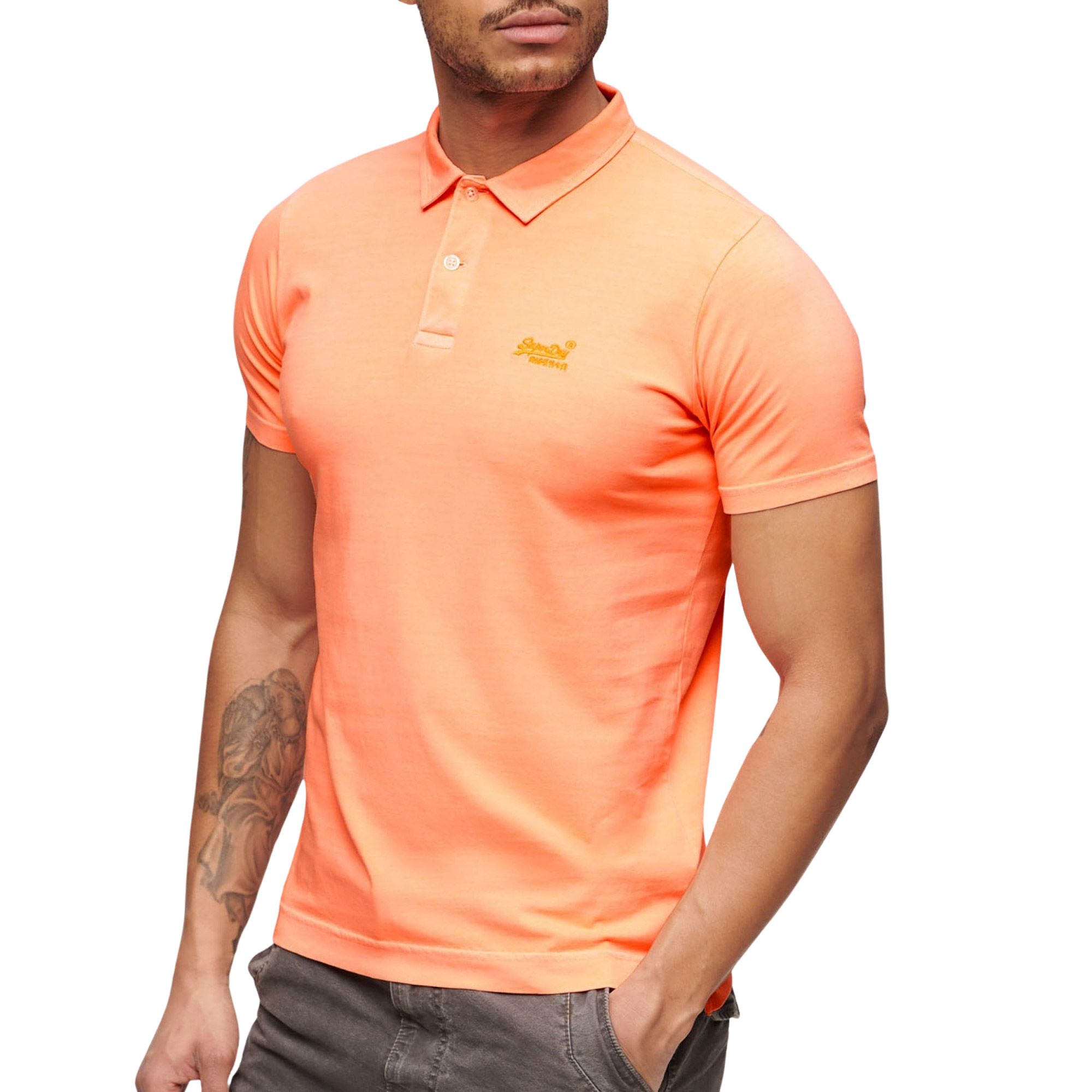 Superdry Essential Logo Neon Polo Heren | Plutosport